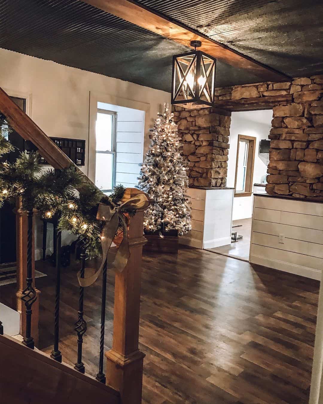 Stacked Stone Doorway in Rustic Foyer - Soul & Lane