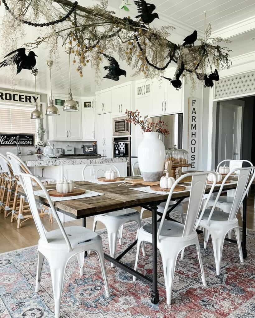 Stained Wood and Black Metal Dining Table - Soul & Lane