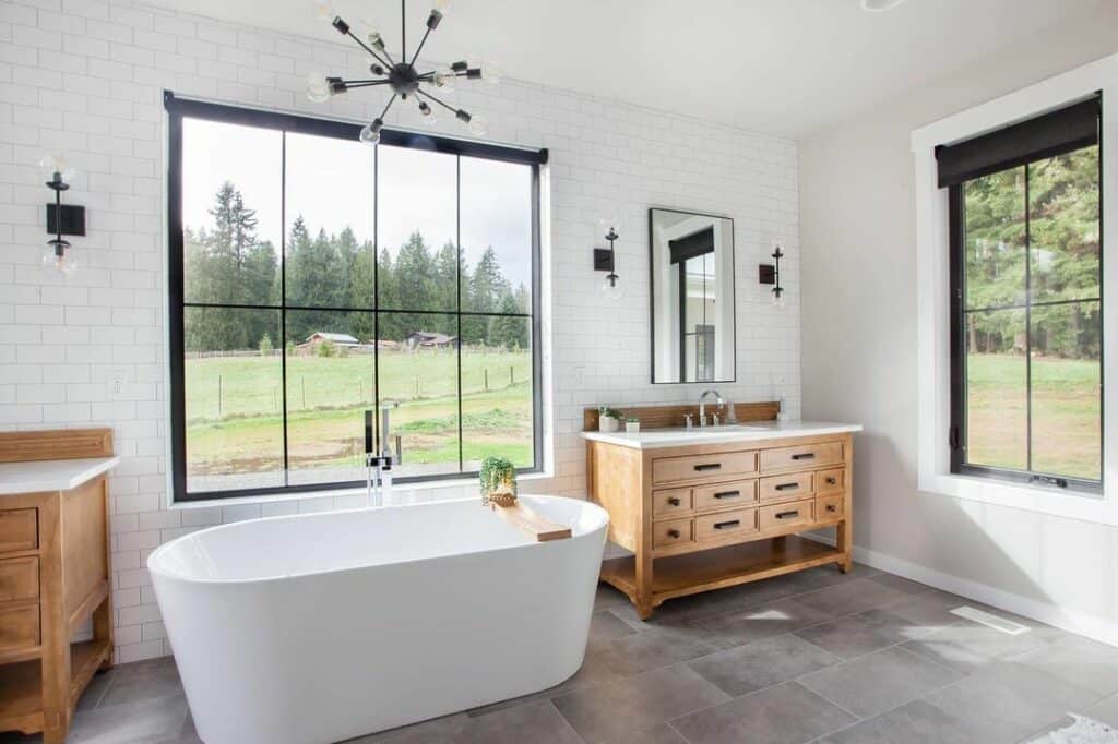 Subway Tile Statement Wall in Bathroom - Soul & Lane