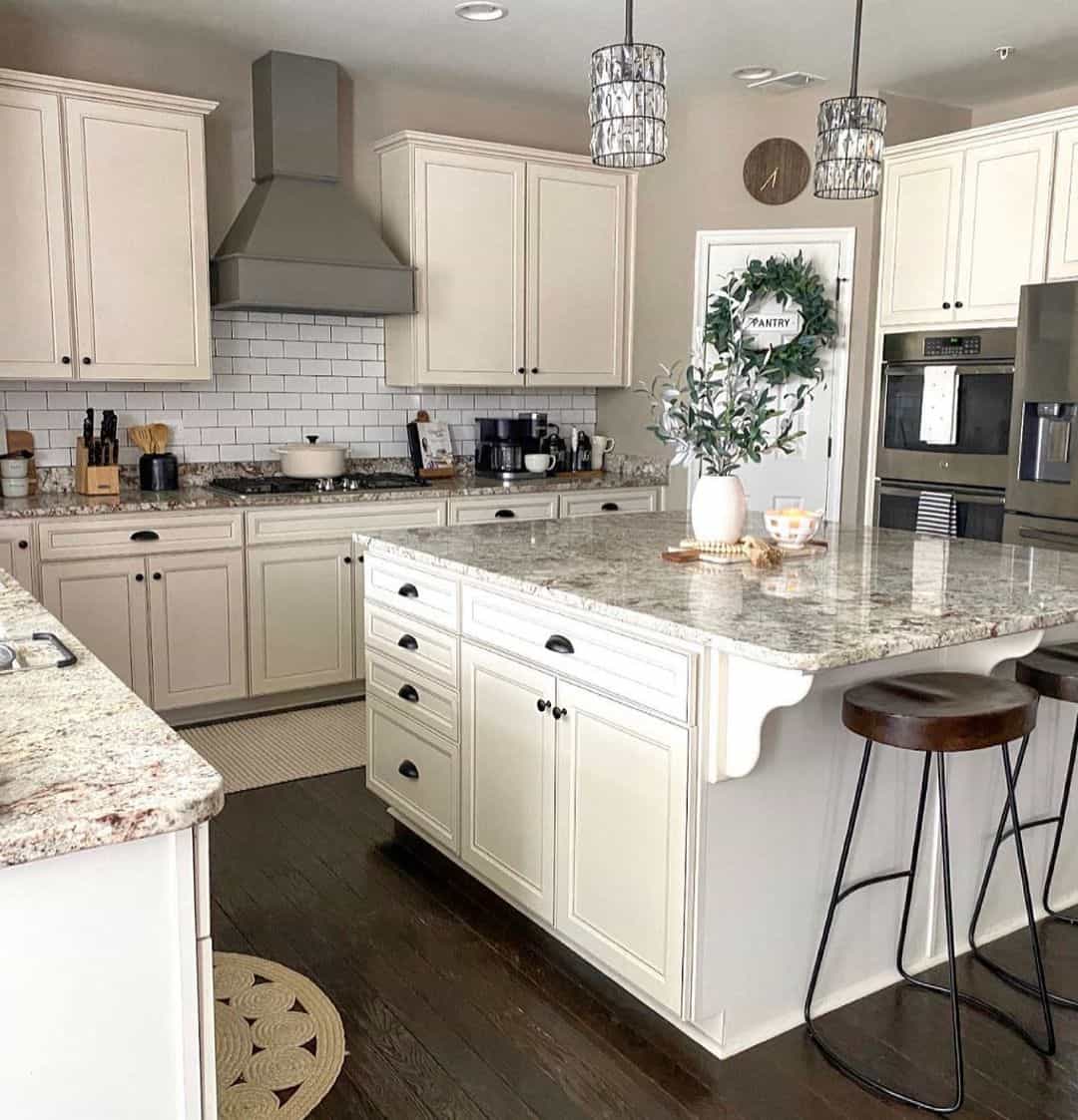 White Cabinets And Taupe