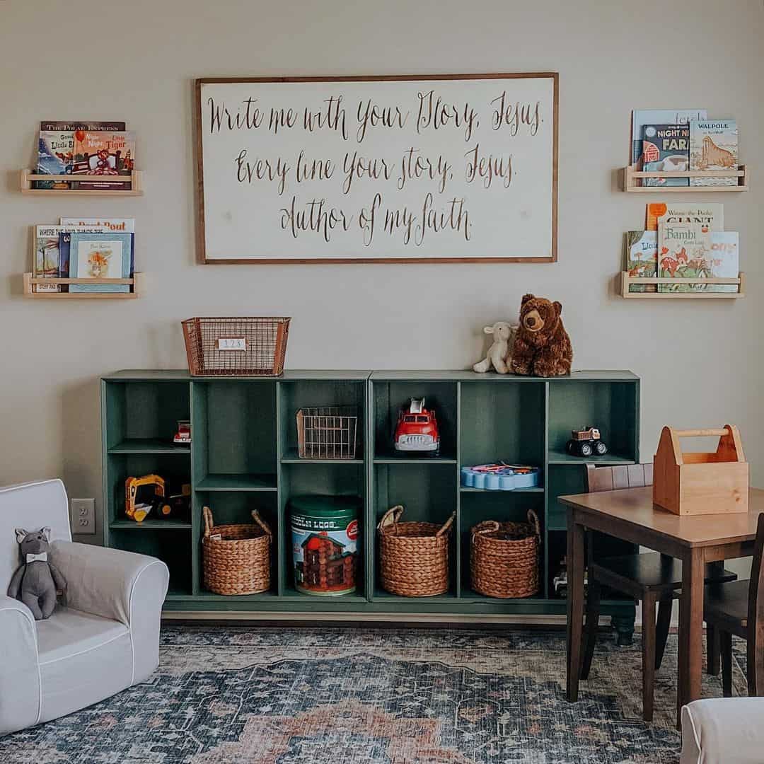 Vintage Green Playroom Décor with Wood Accents - Soul & Lane
