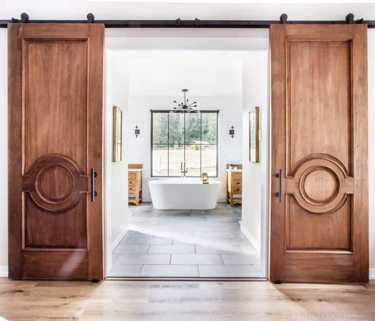 Wooden Bathroom Doors for Airy Space - Soul & Lane