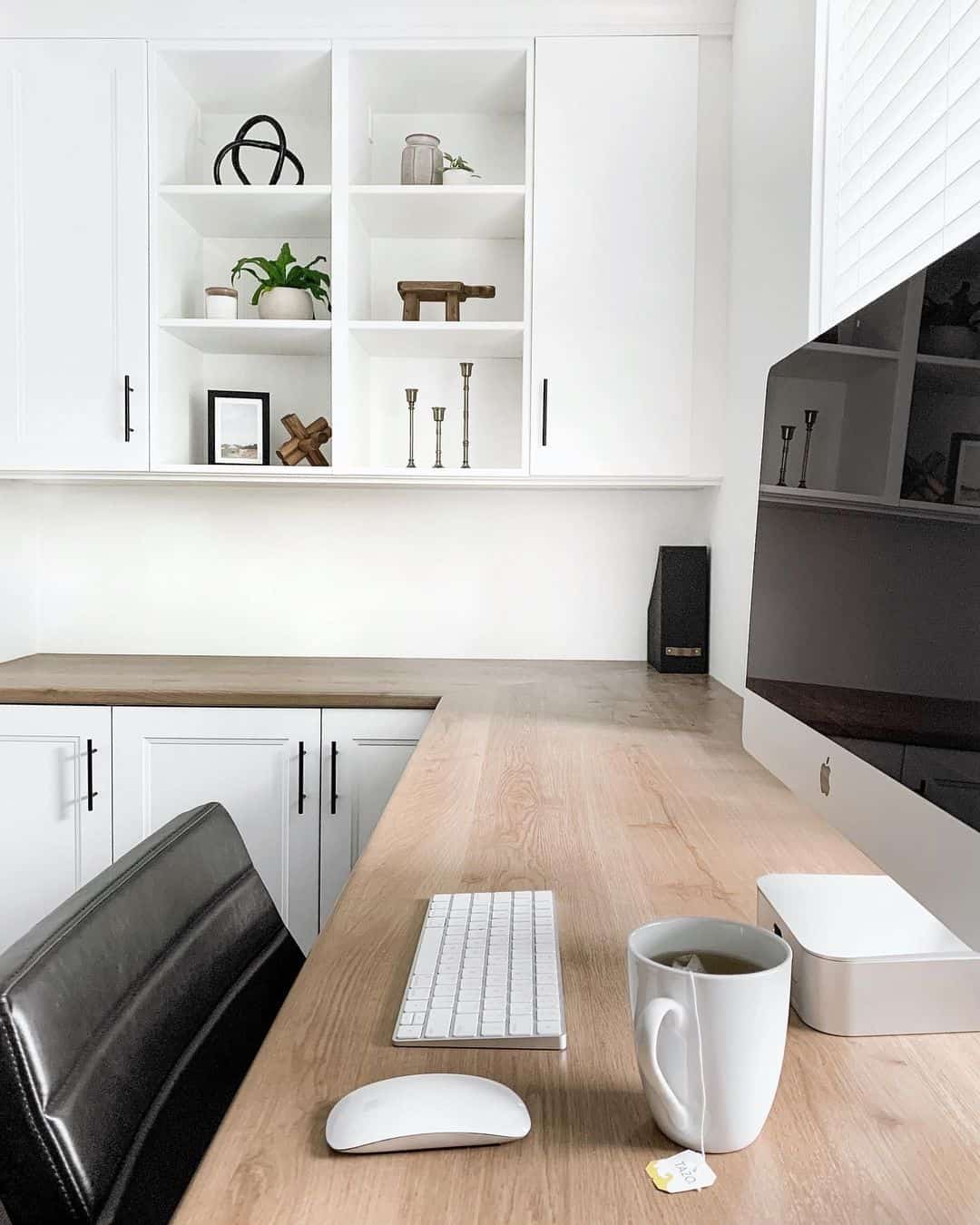 Wraparound Desk in a White Home Office - Soul & Lane