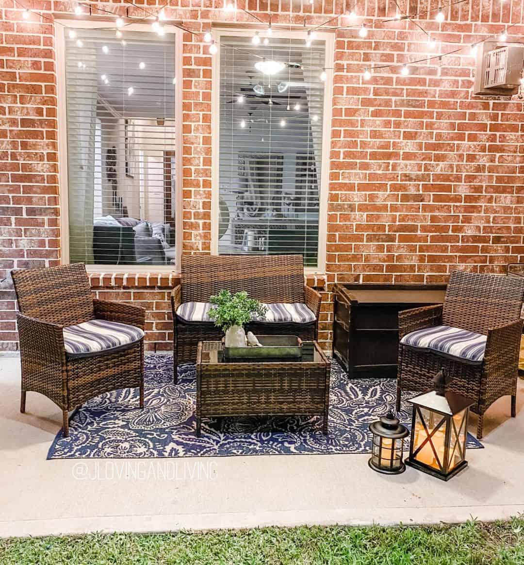 Beautiful String Lights Illuminating a Red Brick Patio - Soul & Lane