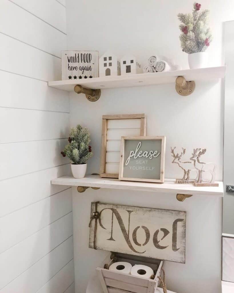 30 Christmas Shelf Décor Ideas To Get You in the Holiday Spirit