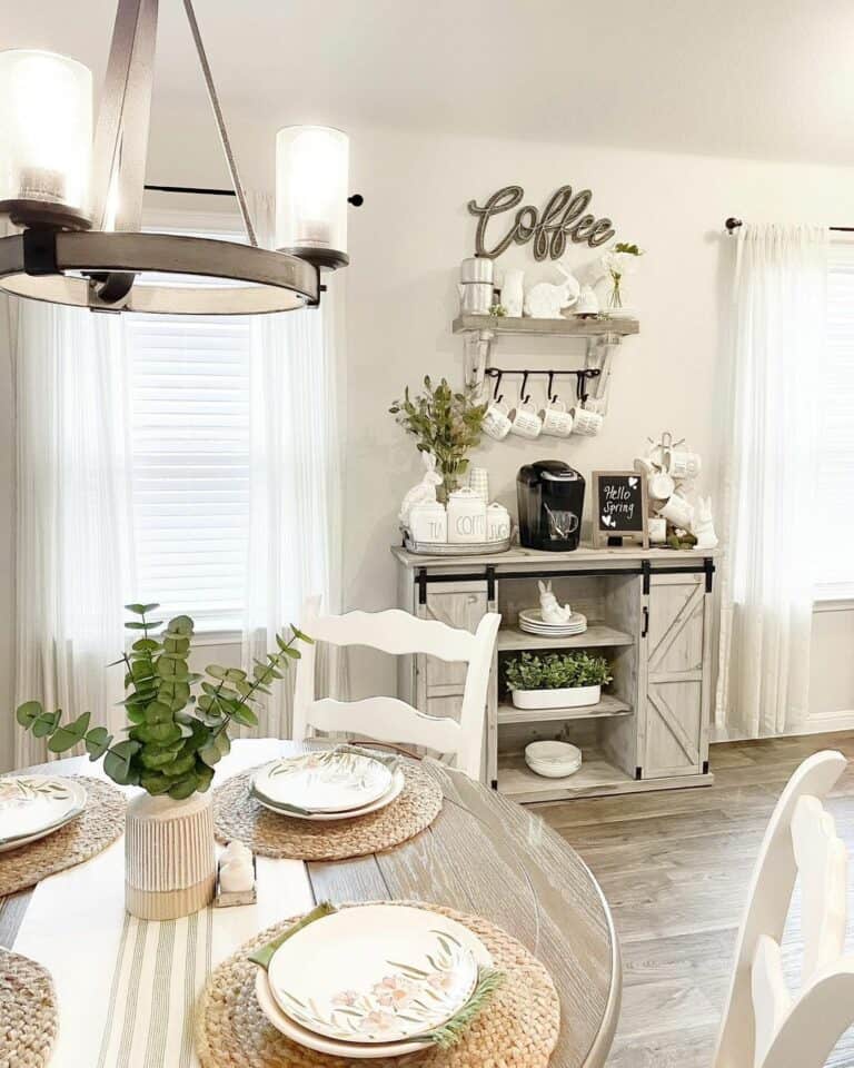 Coffee Bar Between Dining Room Windows - Soul & Lane