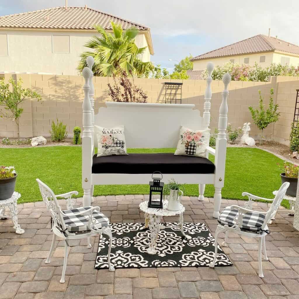 Cottage-style White Patio Bench - Soul & Lane