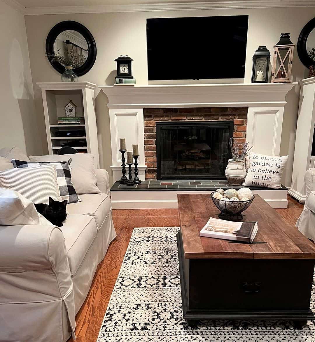 Farmhouse-inspired Decorations on Mantel - Soul & Lane