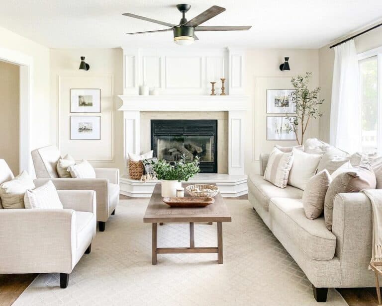 Formal Shades of White Living Room - Soul & Lane