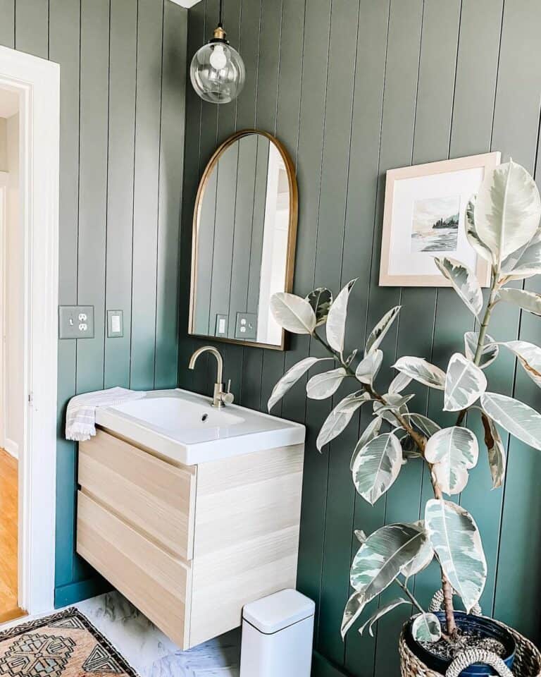 Green Bathroom Vertical Shiplap Wall - Soul & Lane