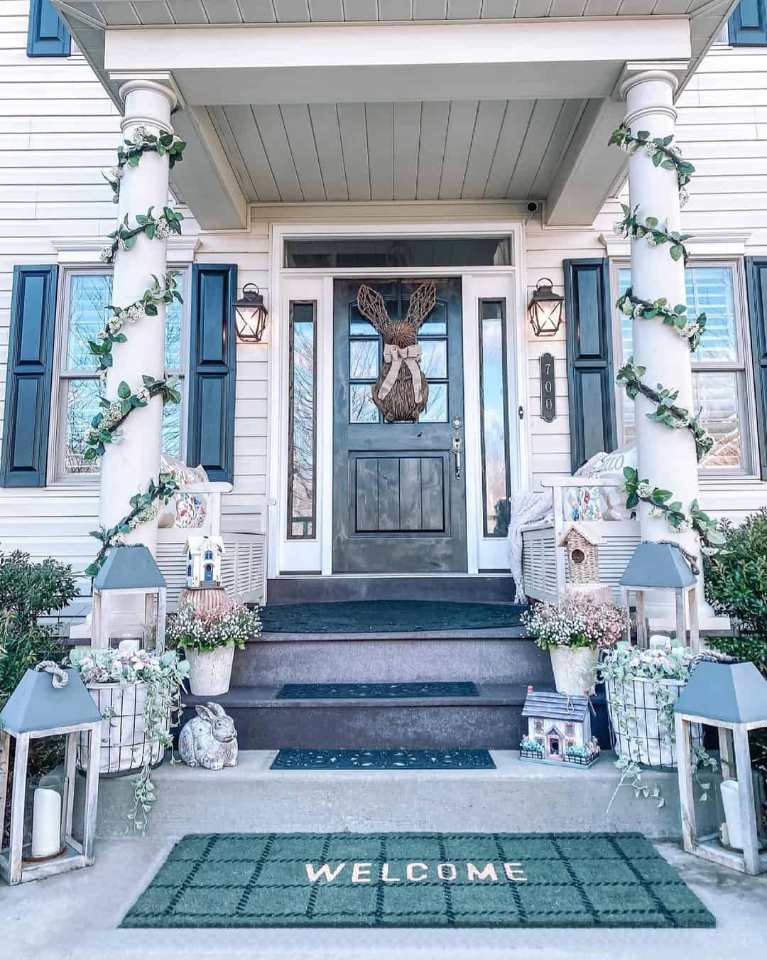 Large Brown Rabbit Door Hanging and Green Garlands - Soul & Lane