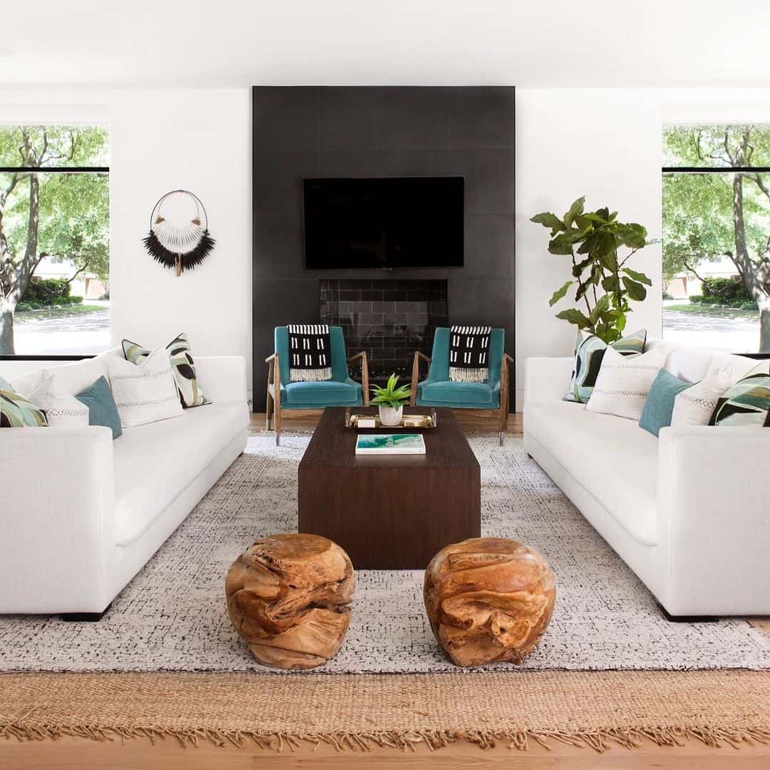 Layered Rugs in Bohemian Living Room - Soul & Lane