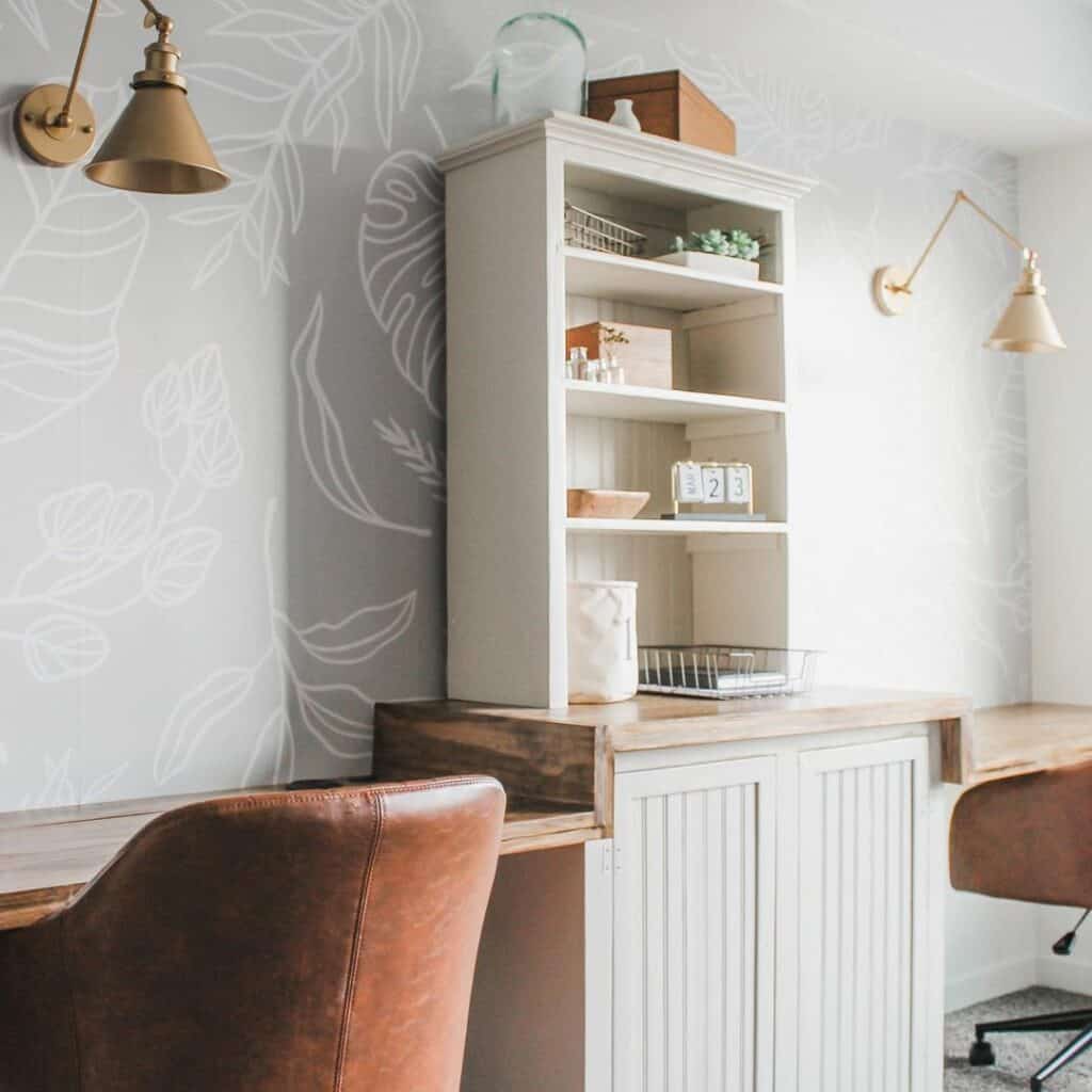 Modern Boho Home Office With Botanical Wallpaper - Soul & Lane