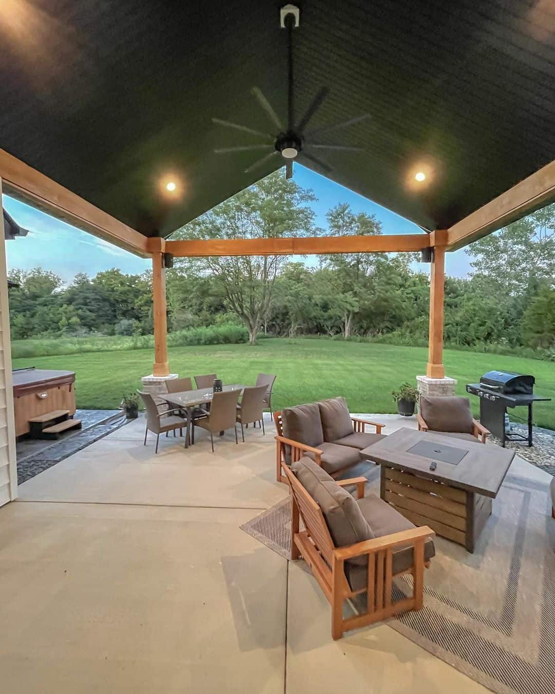 Modern Concrete Deck With Awning and Wooden Beams - Soul & Lane