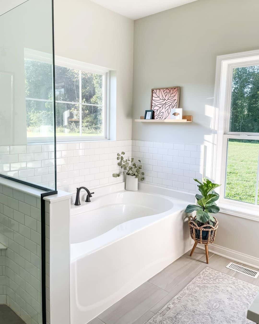 Neutral Bathroom With Greenery Accents - Soul & Lane