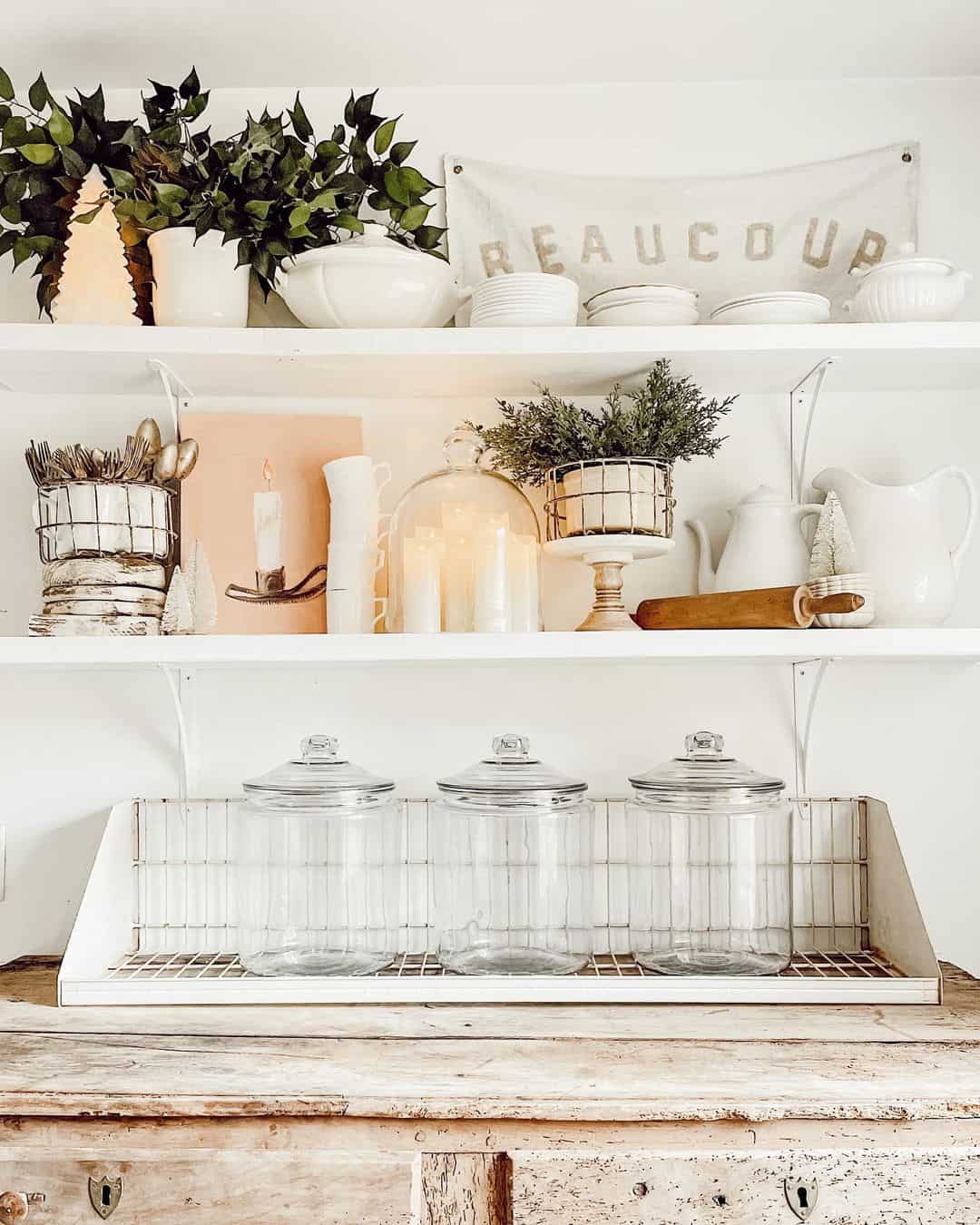 Neutral Farmhouse Kitchen Shelf Décor - Soul & Lane