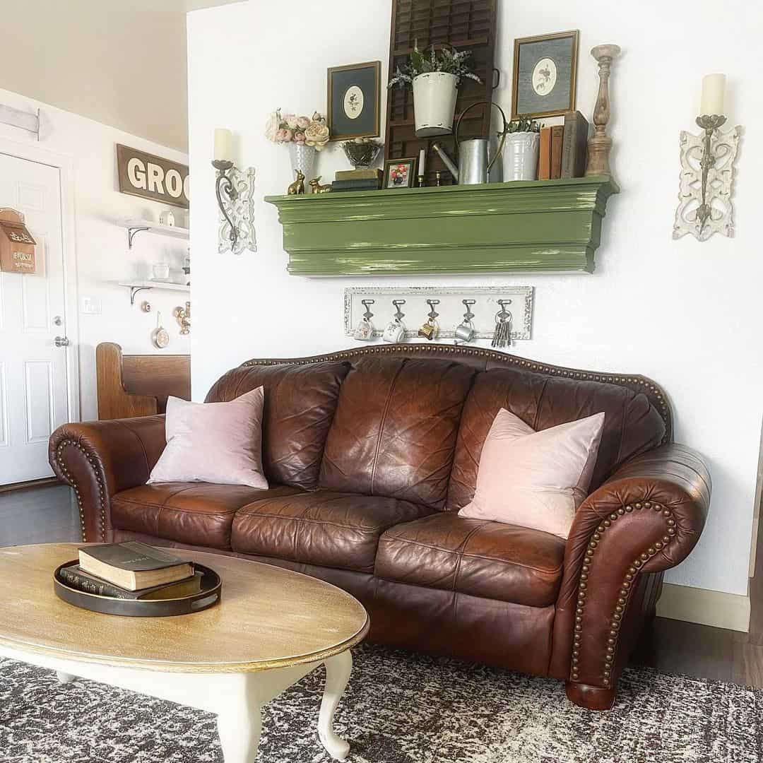 Old World Leather Couch in Living Room - Soul & Lane