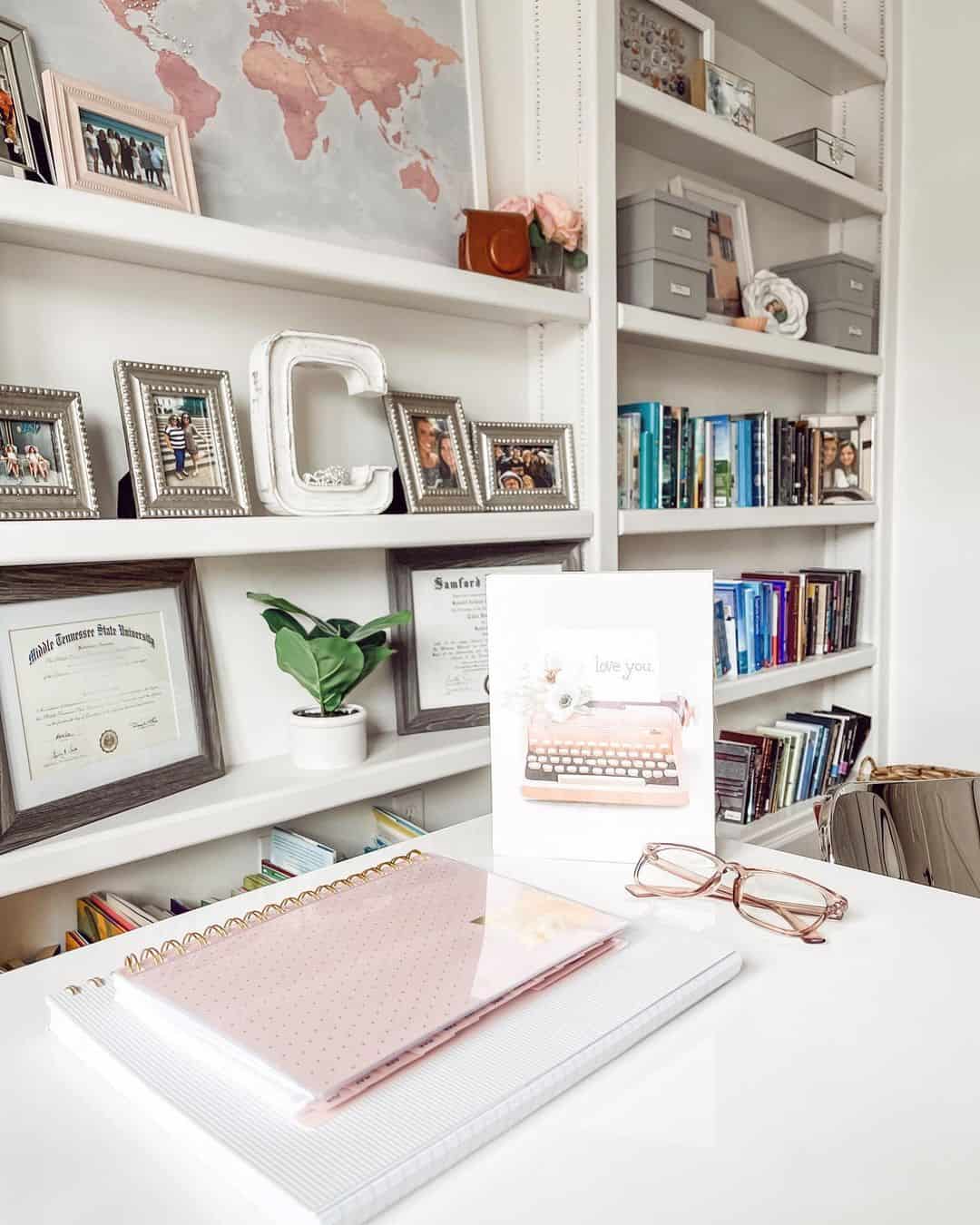 Organized Home Office With Built-in Shelves - Soul & Lane