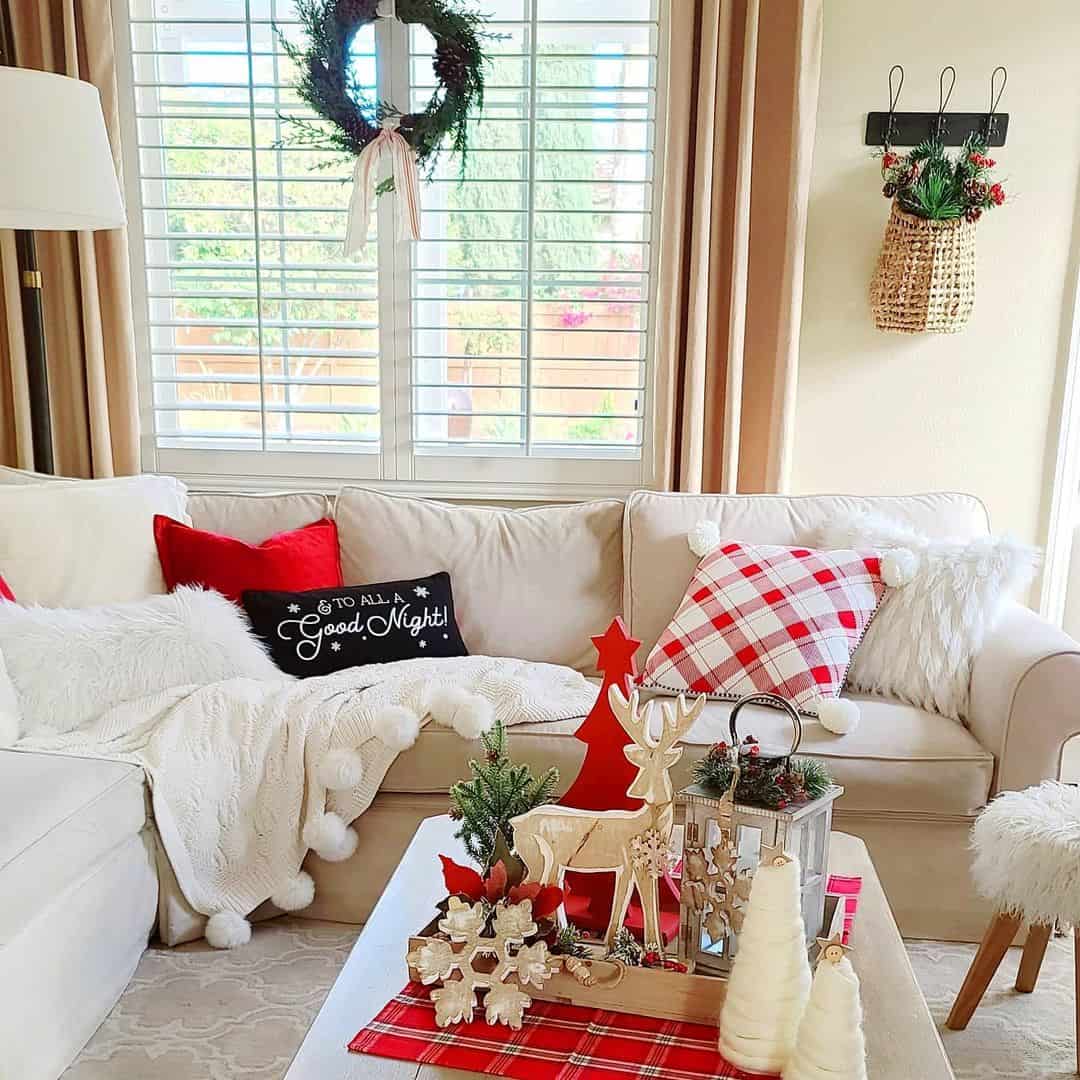 Red and White Christmas Living Room - Soul & Lane