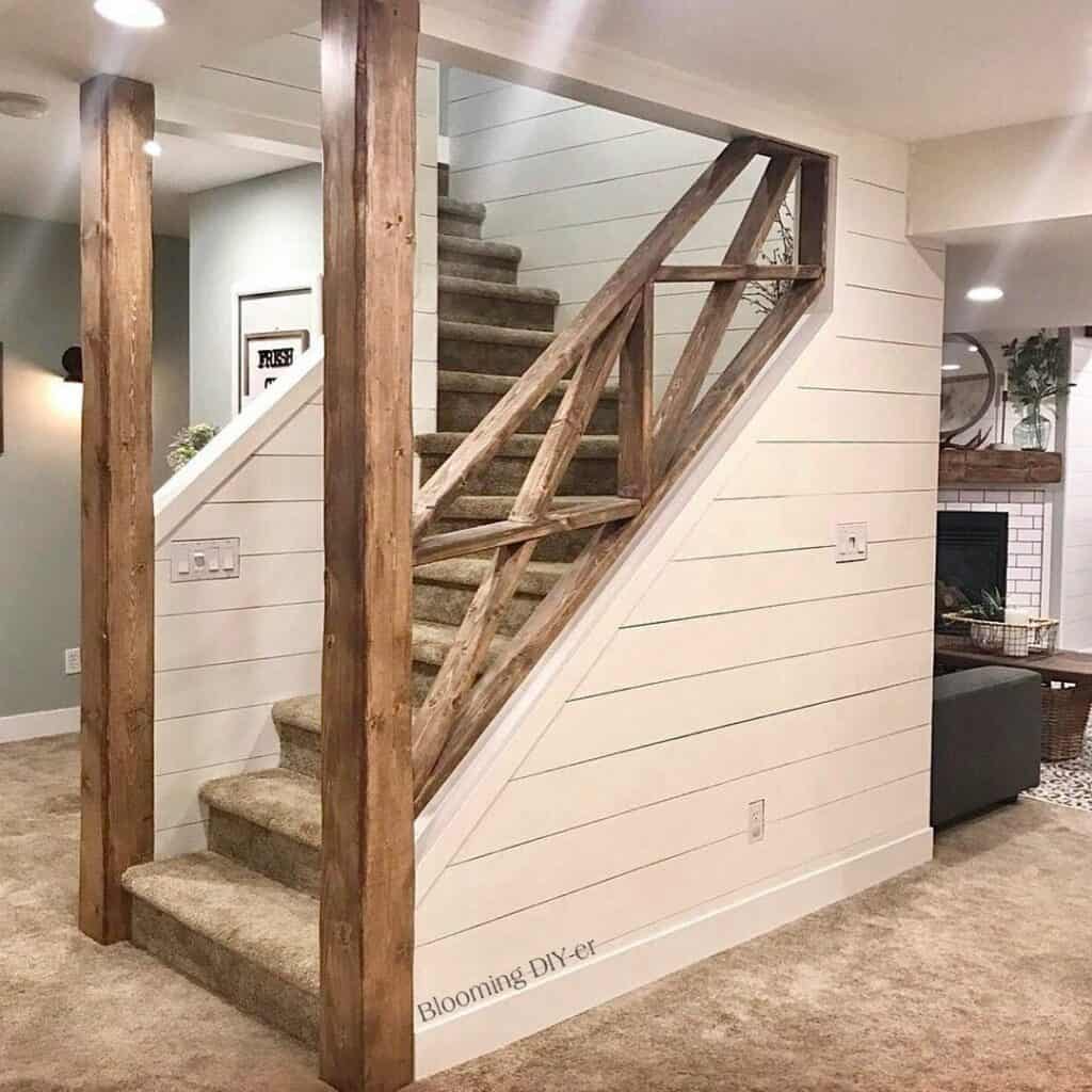 Rustic Barn Stairs With White Shiplap - Soul & Lane