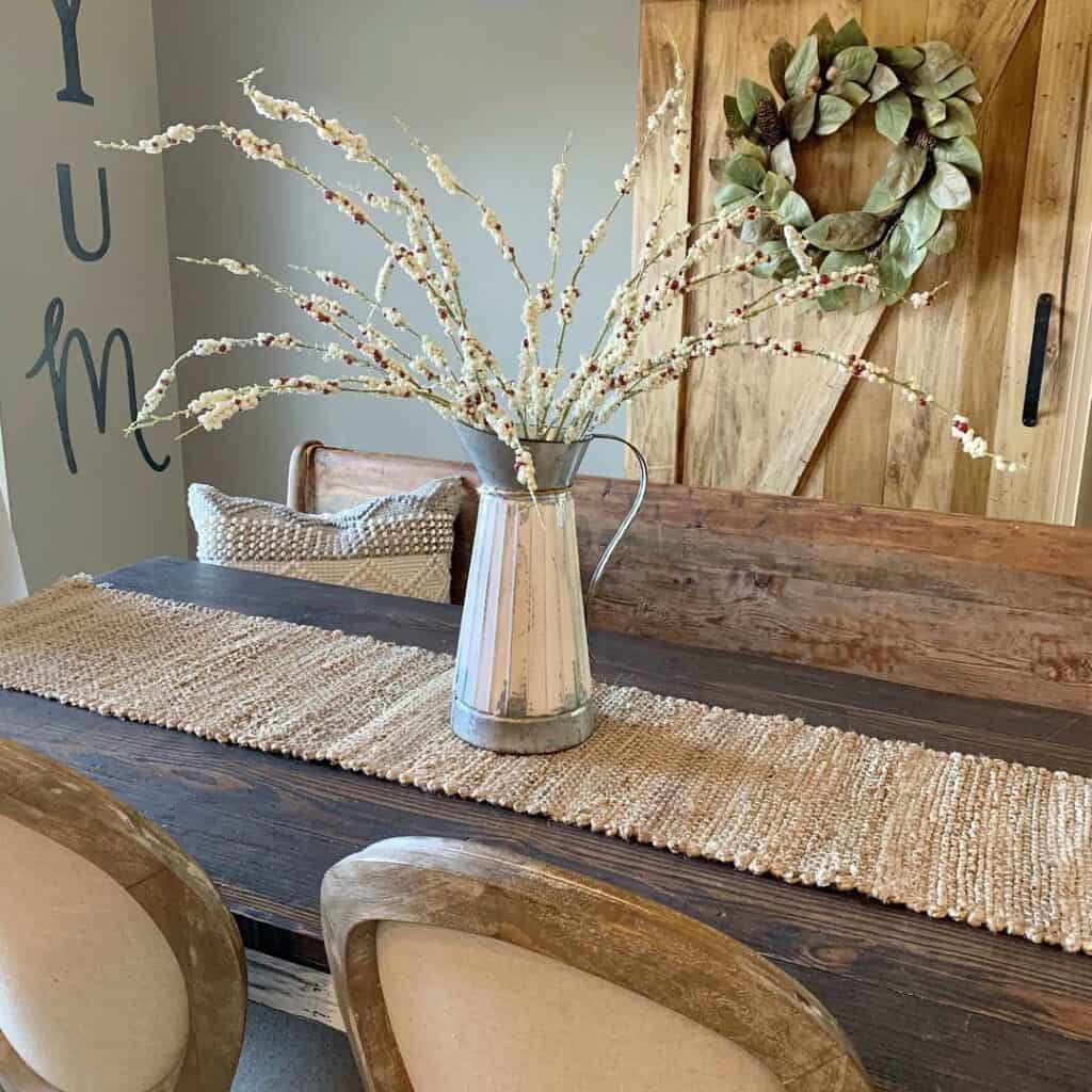 Rustic Farmhouse Dining Room With Bench Seating - Soul & Lane