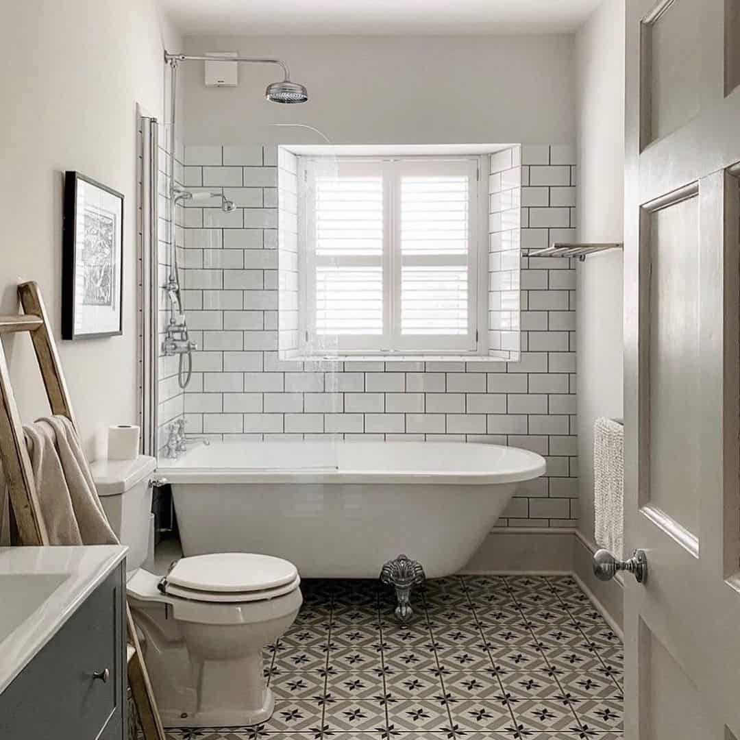 Rustic Ladder on a Patterned Tile Floor - Soul & Lane