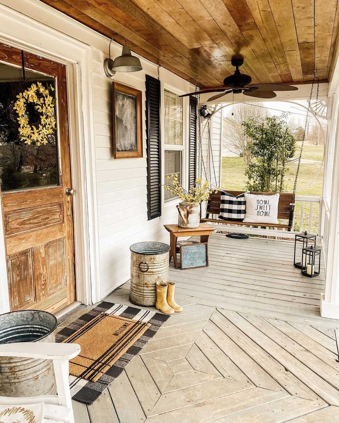 Rustic Wood Door With Yellow Floral Wreath - Soul & Lane