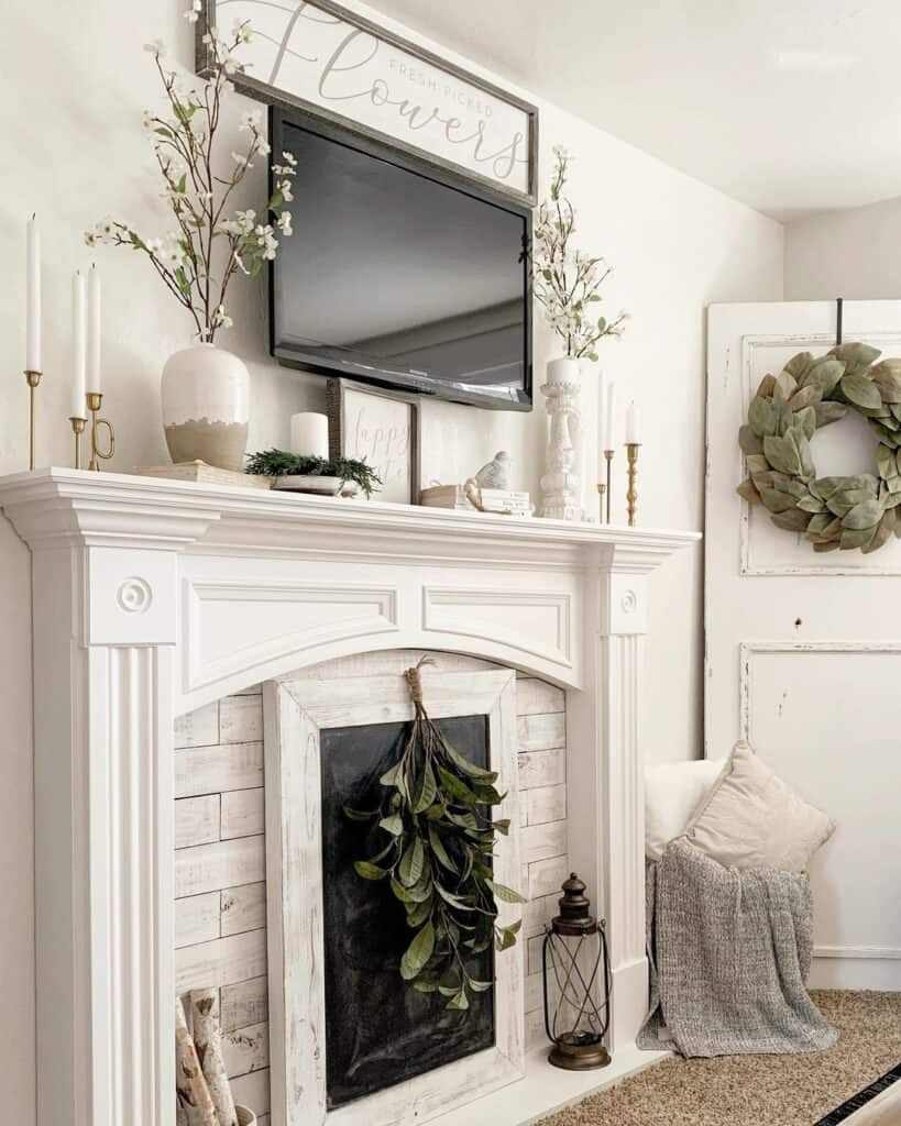 Tall Branches With White Flowers and Gold Candlesticks - Soul & Lane