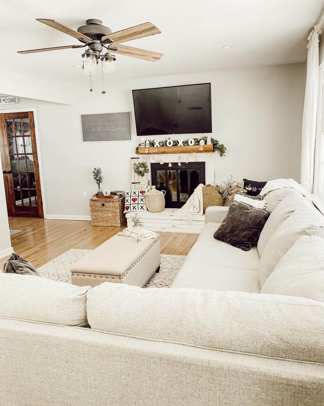 Valentine's Decor on White Brick Fireplace Platform - Soul & Lane