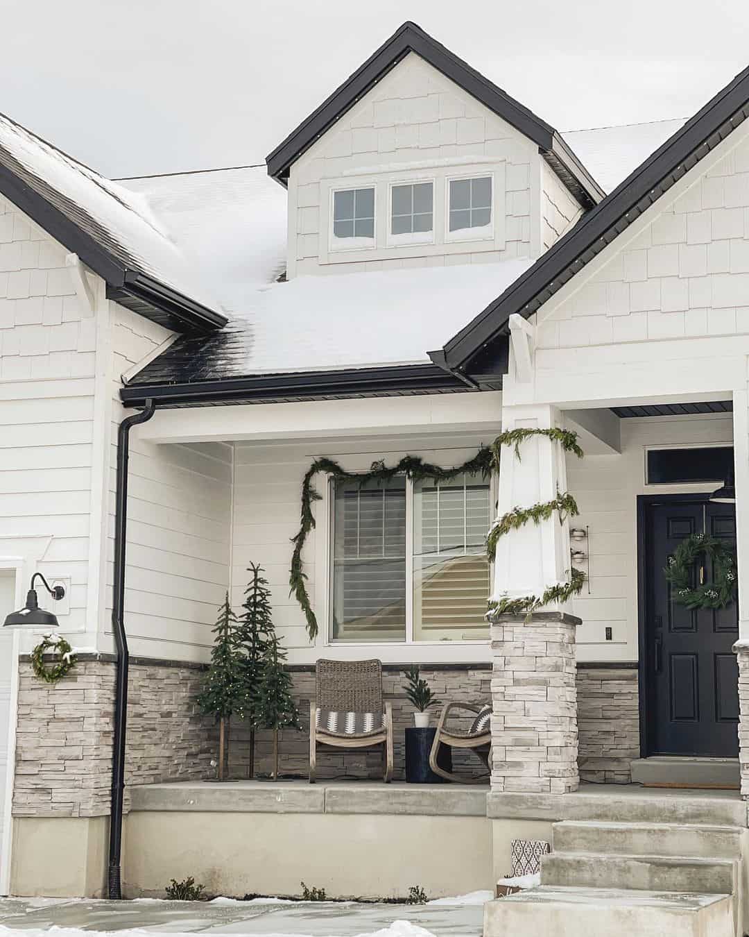 Winter Front Porch With Rocking Chairs - Soul & Lane