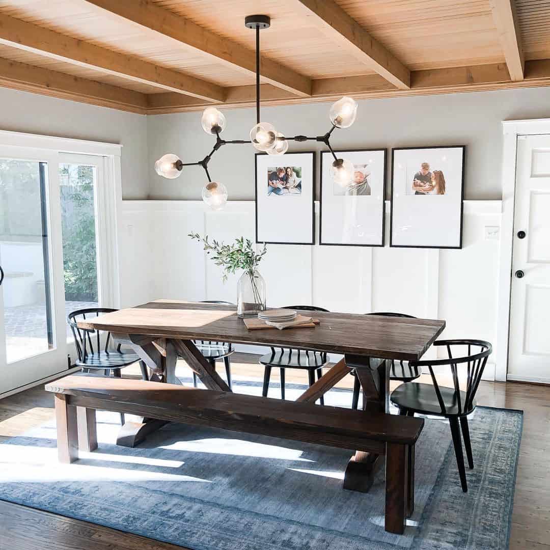 Wood Ceiling with Modern, Molecular Light Fixture - Soul & Lane