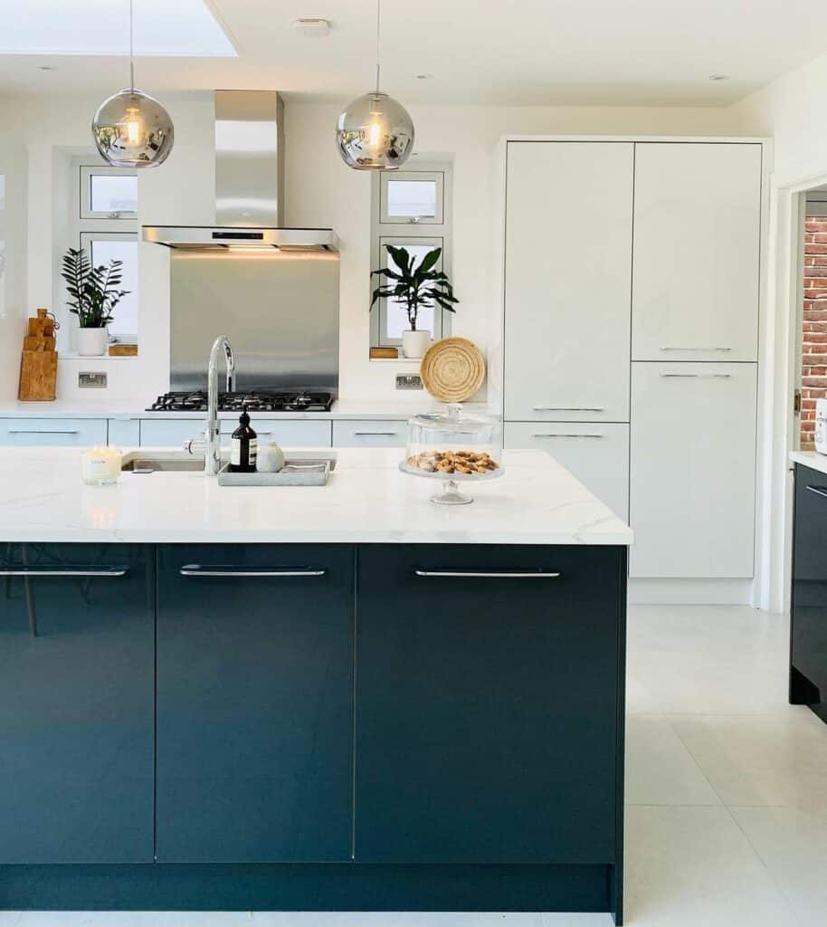 Boho Kitchen Island With Deep Teal Cabinets - Soul & Lane
