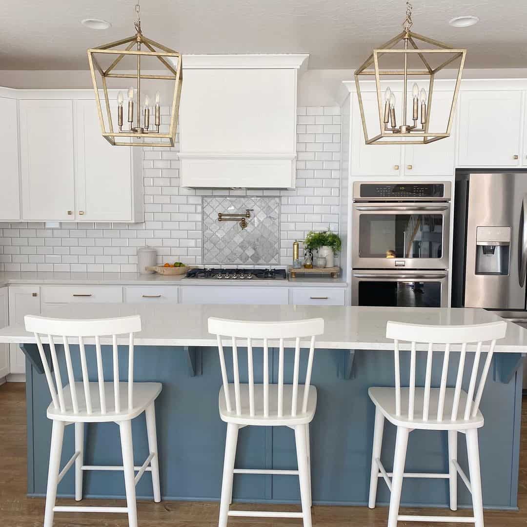 Coastal Farmhouse Kitchen With Nautical Light Fixtures - Soul & Lane