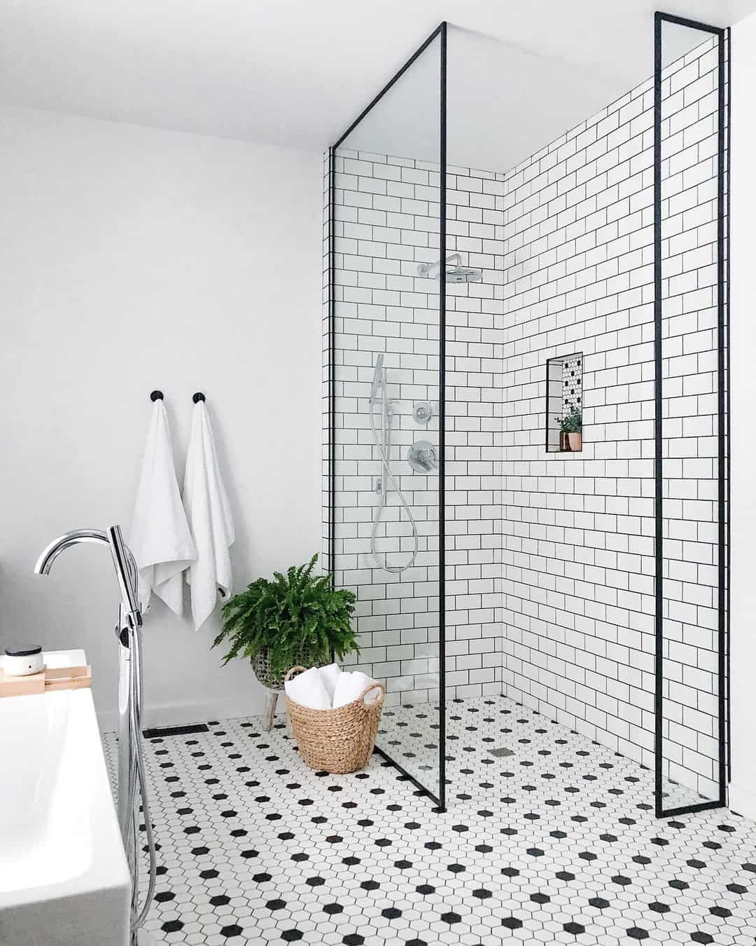 Curbless Shower and Penny Tile Flooring - Soul & Lane