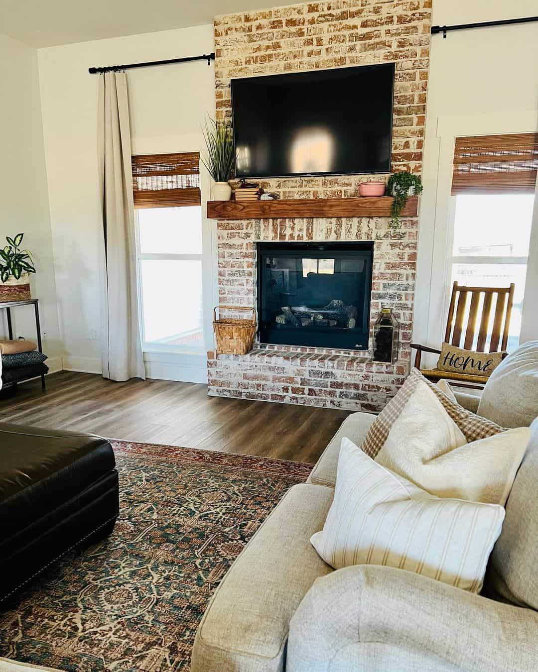 Dining Room With a Red-brick Fireplace - Soul & Lane