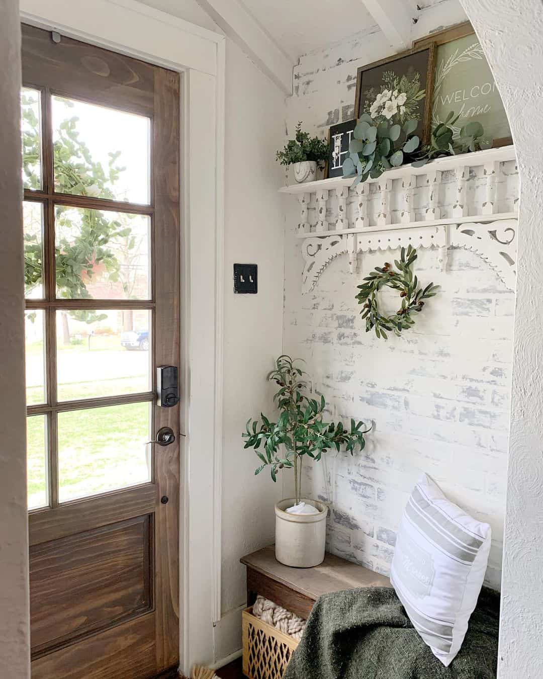 Entryway With Limewashed Brick Wall - Soul & Lane