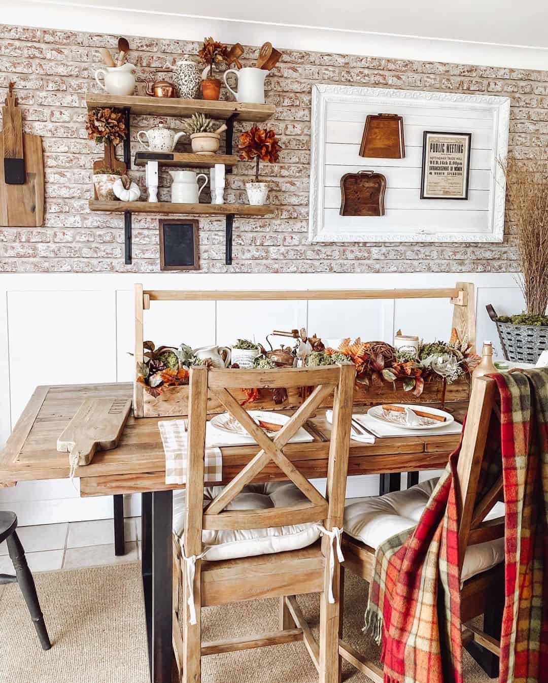 Exposed Brick Wallpaper and Floral Centerpiece - Soul & Lane