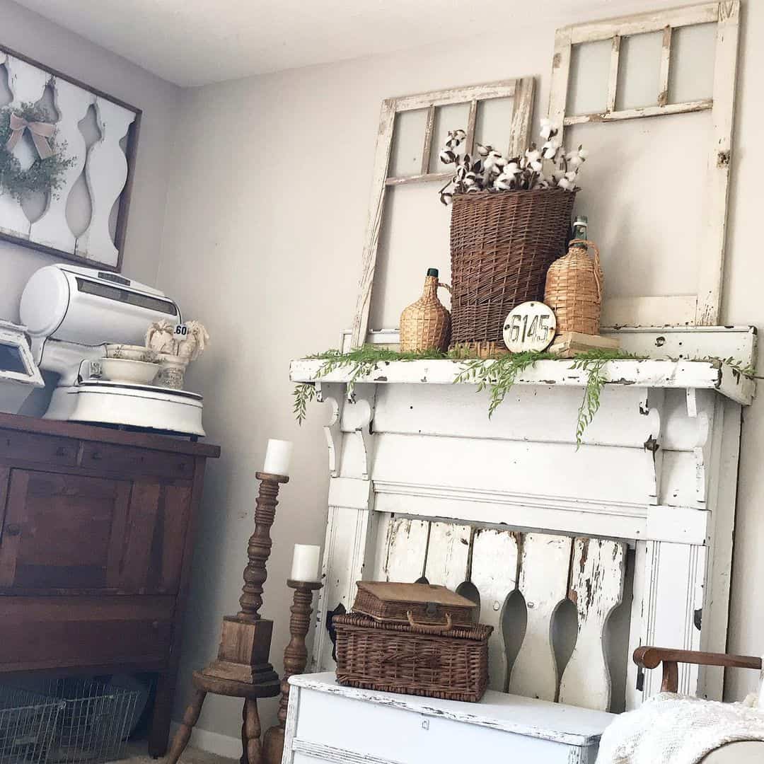 Farmhouse-inspired Living Room With White Mantel - Soul & Lane