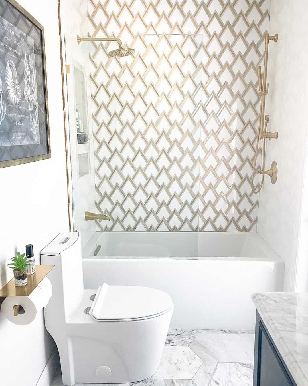 Gold Bathroom Tiles in Modern Bathroom - Soul & Lane