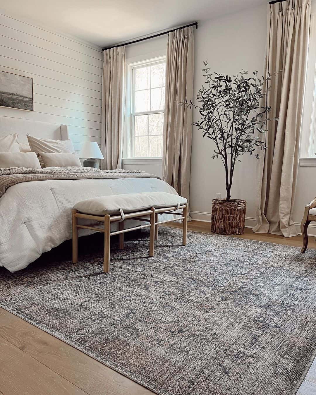 Greige Rug in Light Bedroom - Soul & Lane