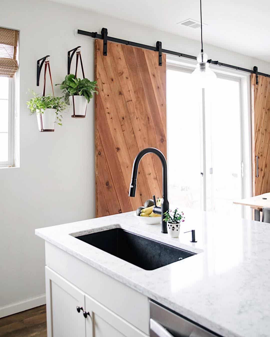 Kitchen Barn Doors Showcase a Diagonal Pattern - Soul & Lane
