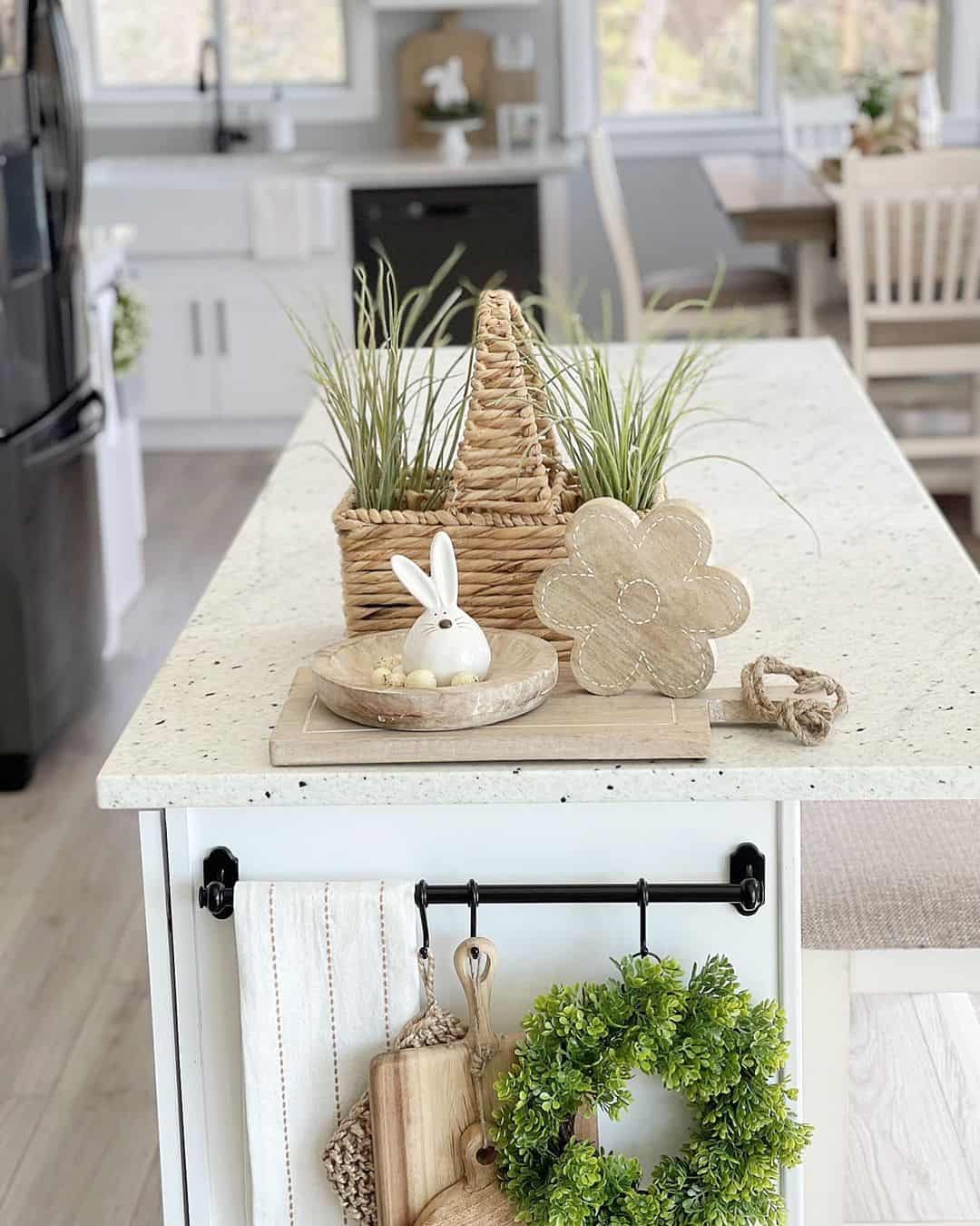 Kitchen Island With Woven Easter Basket Décor - Soul & Lane