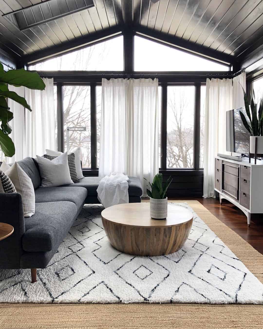 Living Room With Wispy White Curtains - Soul & Lane