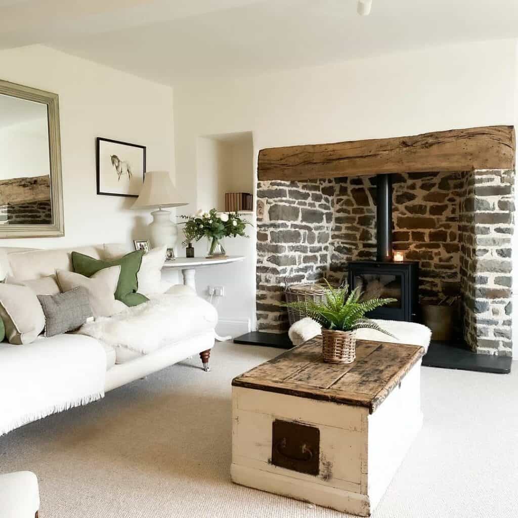 White Country Living Room Ideas