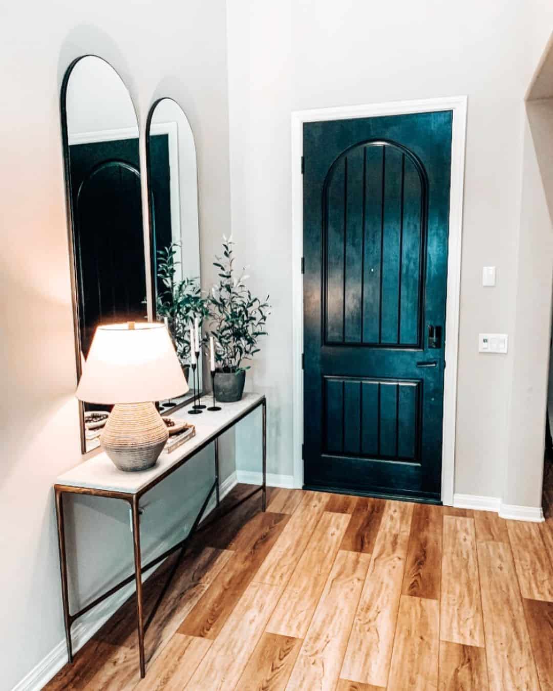 Modern Entryway With Black Frame Mirror - Soul & Lane