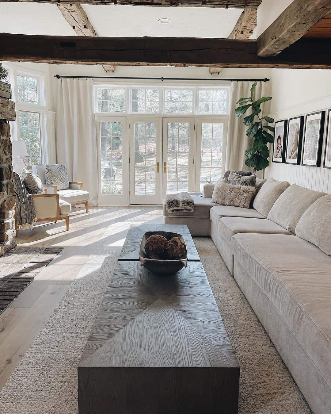 Neutral Living Room With French Doors - Soul & Lane
