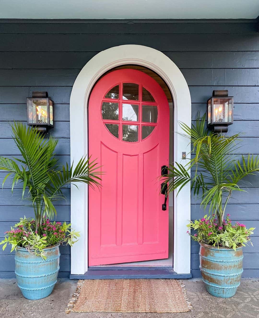 Vibrant Arched Pink Front Door - Soul & Lane