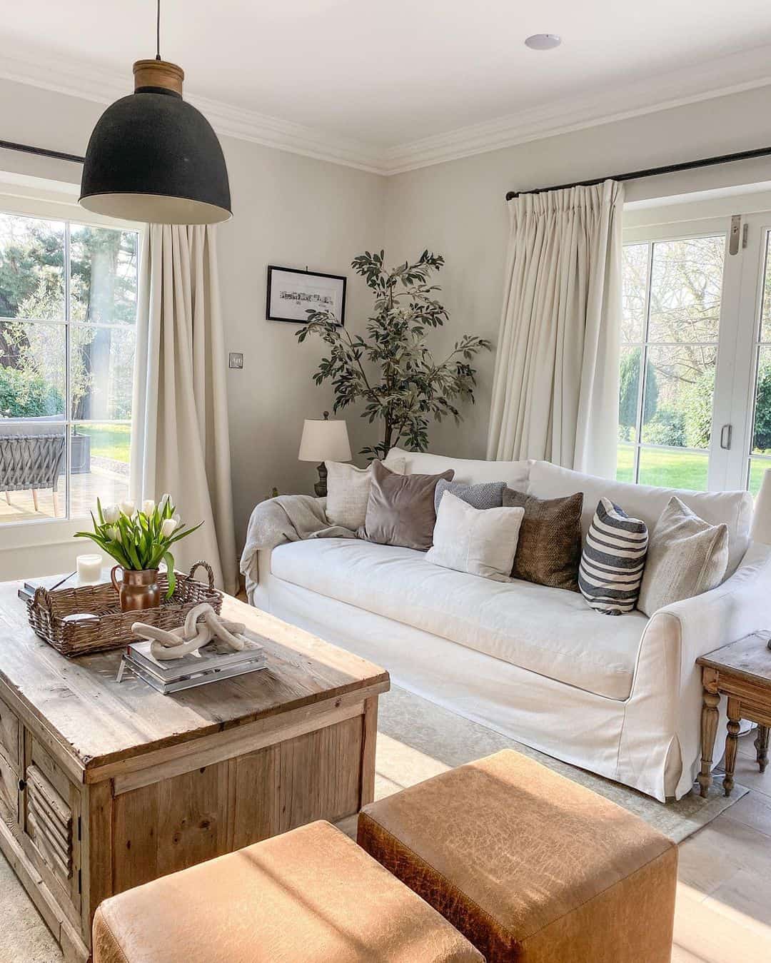 White Airy Country Living Room Design - Soul & Lane