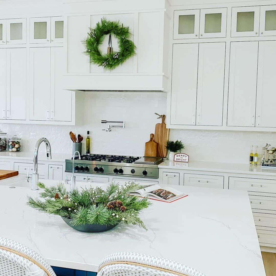 White Kitchen with Greenery Accents - Soul & Lane