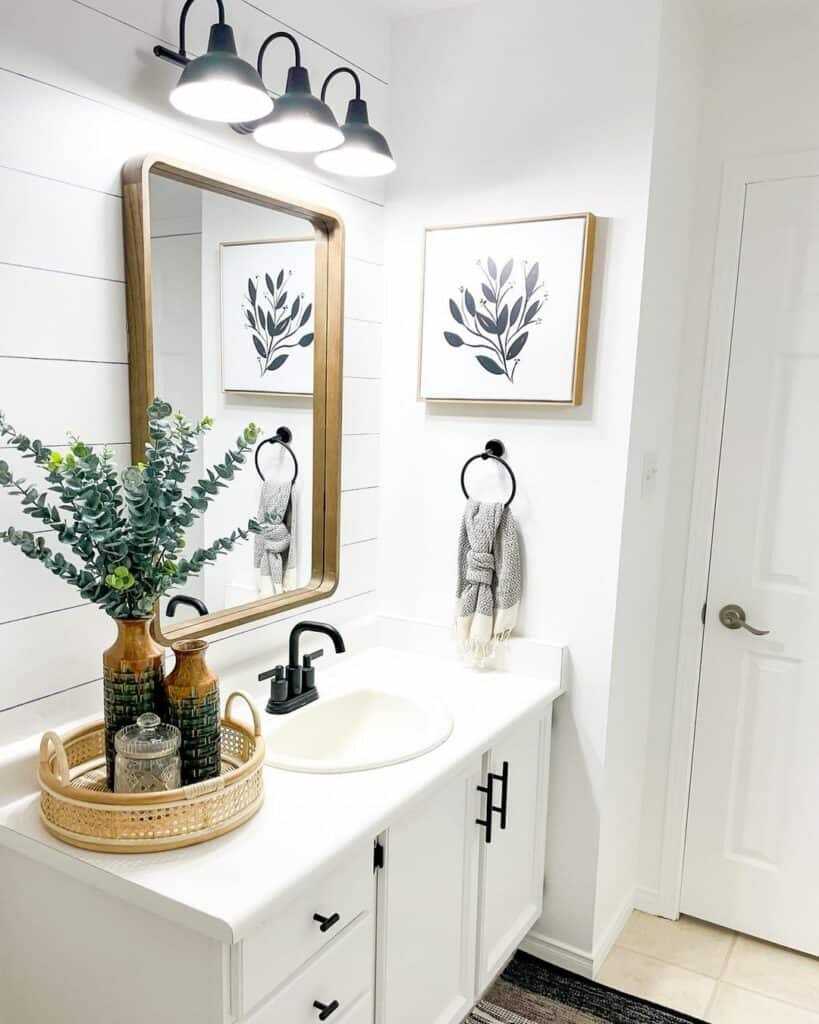 White Shiplap Bathroom With Black Hardware - Soul & Lane